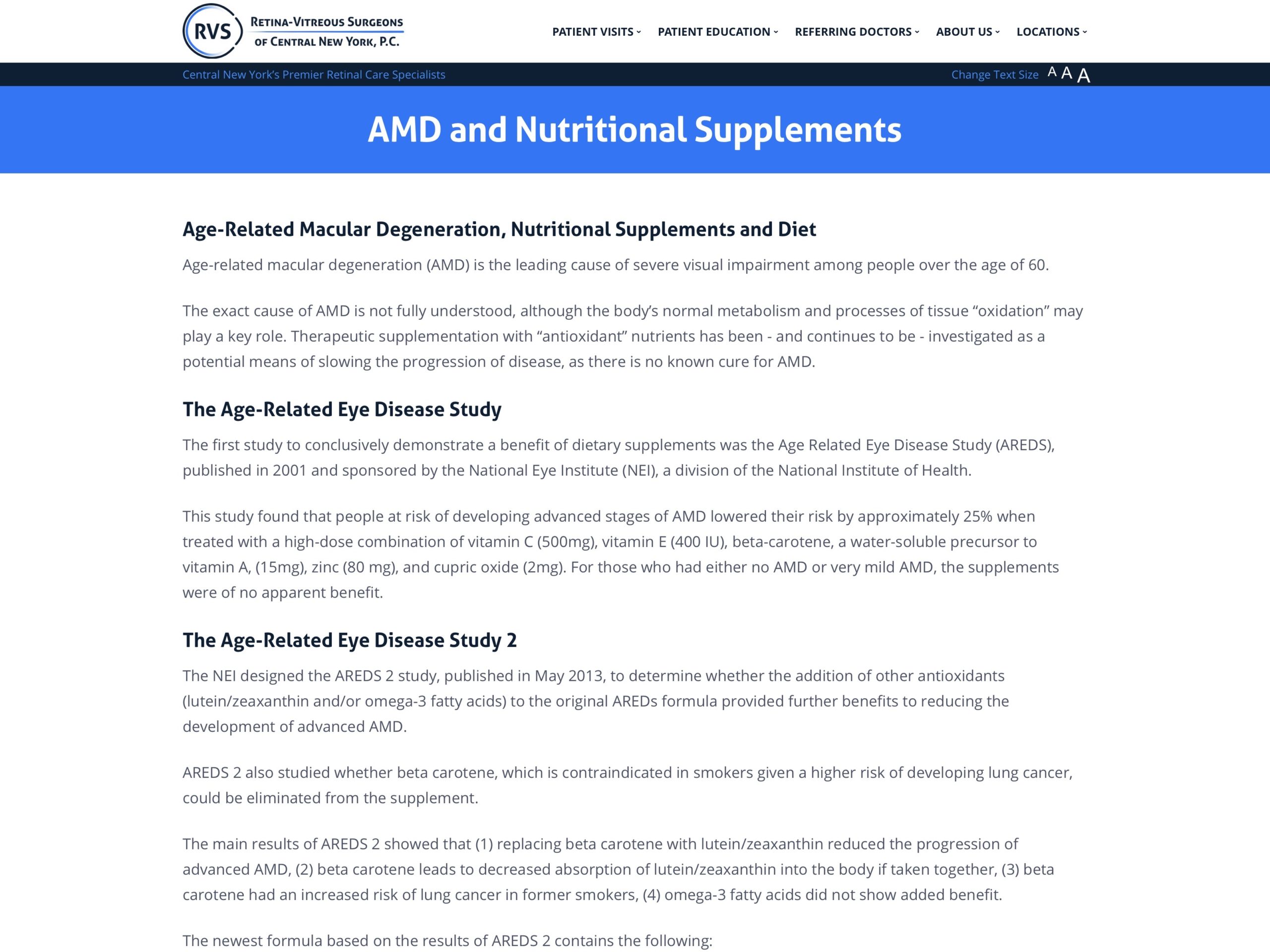 AMD and Nutritional Supplements - Retina-Vitreous Surgeons of CNY