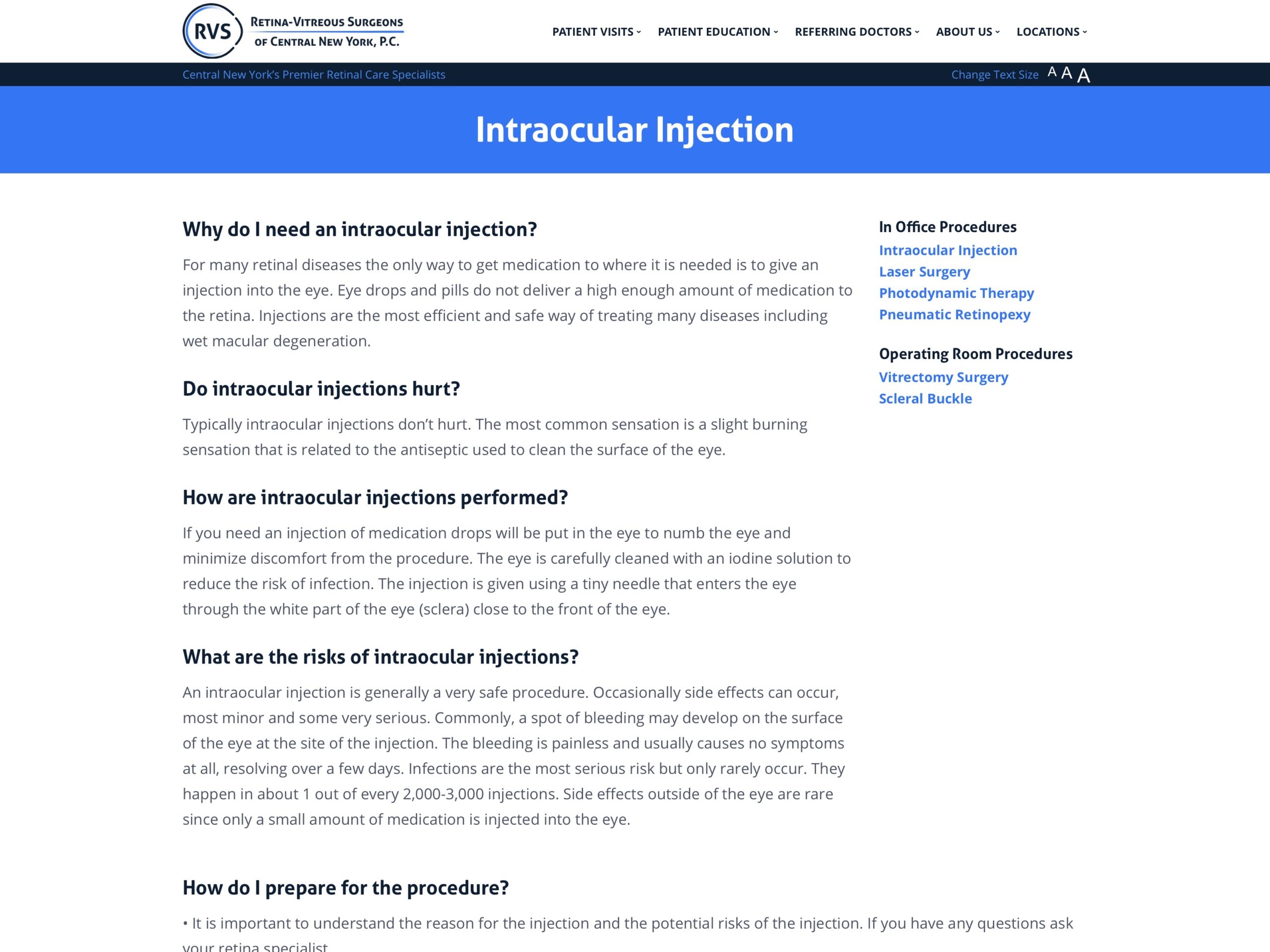 Intraocular Injection - Retina-Vitreous Surgeons of CNY