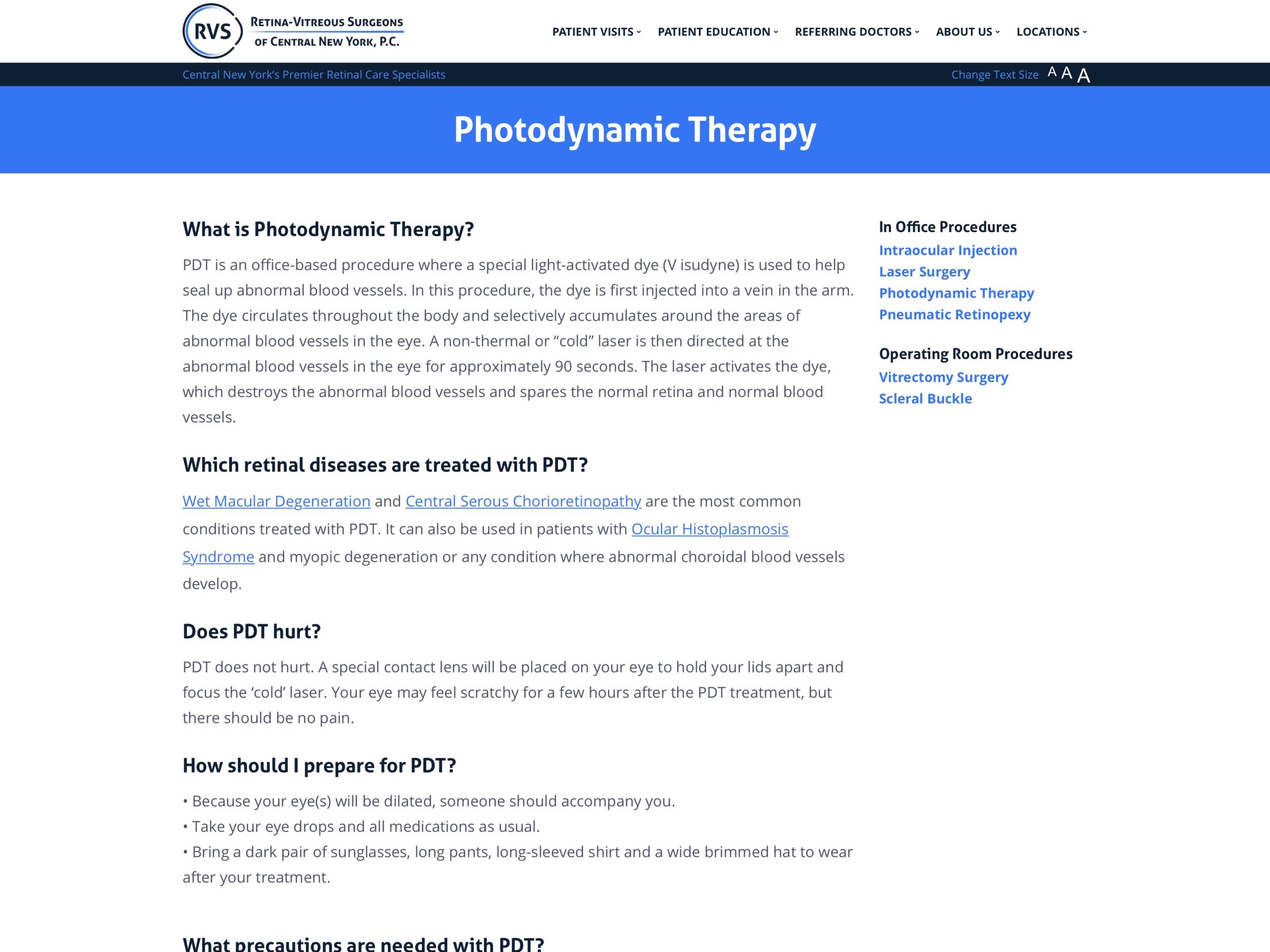 Photodynamic Therapy - Retina-Vitreous Surgeons of CNY