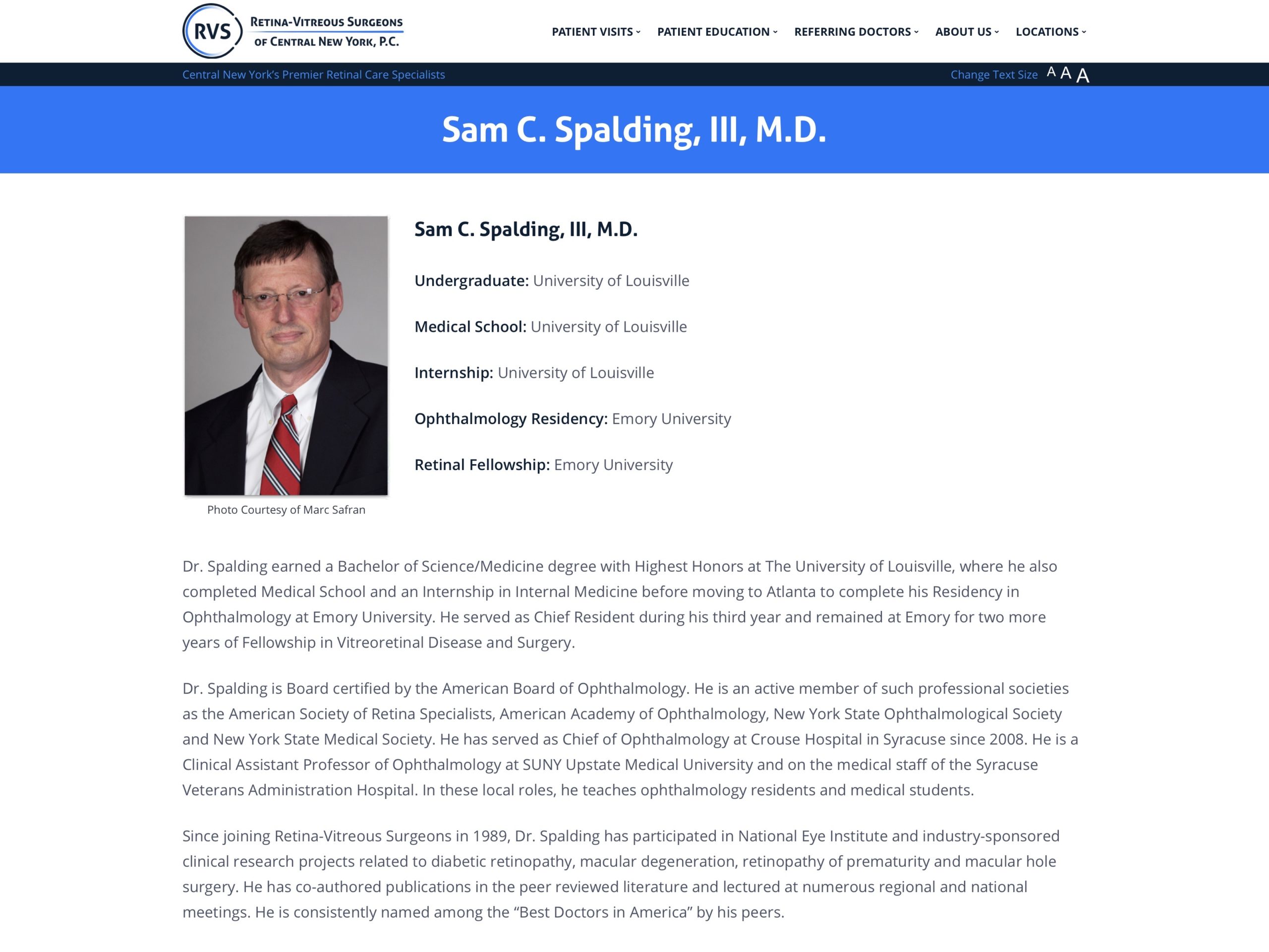 Sam C. Spalding, III, M.D. - Retina-Vitreous Surgeons of CNY